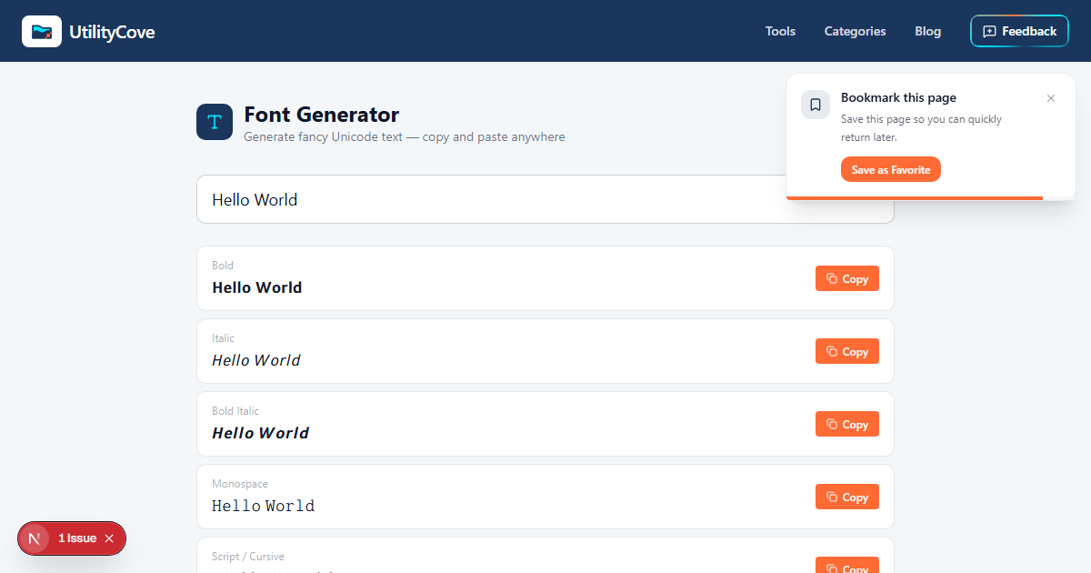 Font Generator — UtilityCove | Free Online Tool
