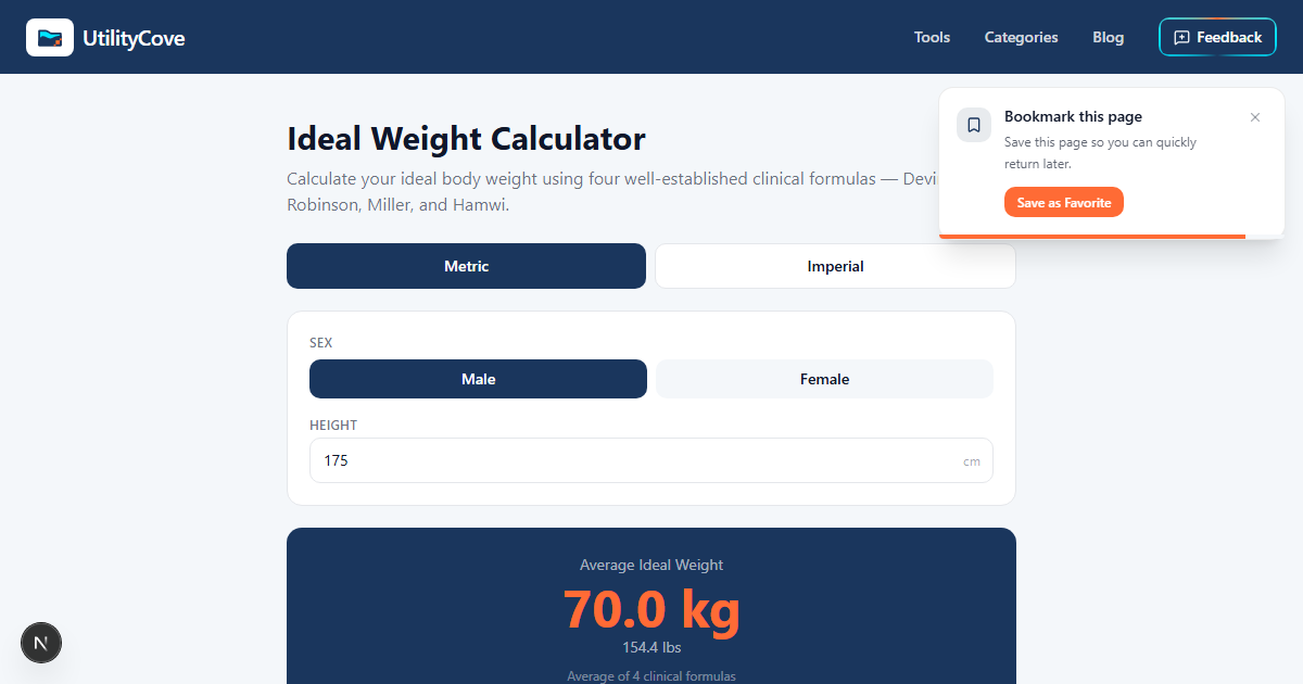Ideal Weight Calculator — Devine, Robinson, Miller & Hamwi ...